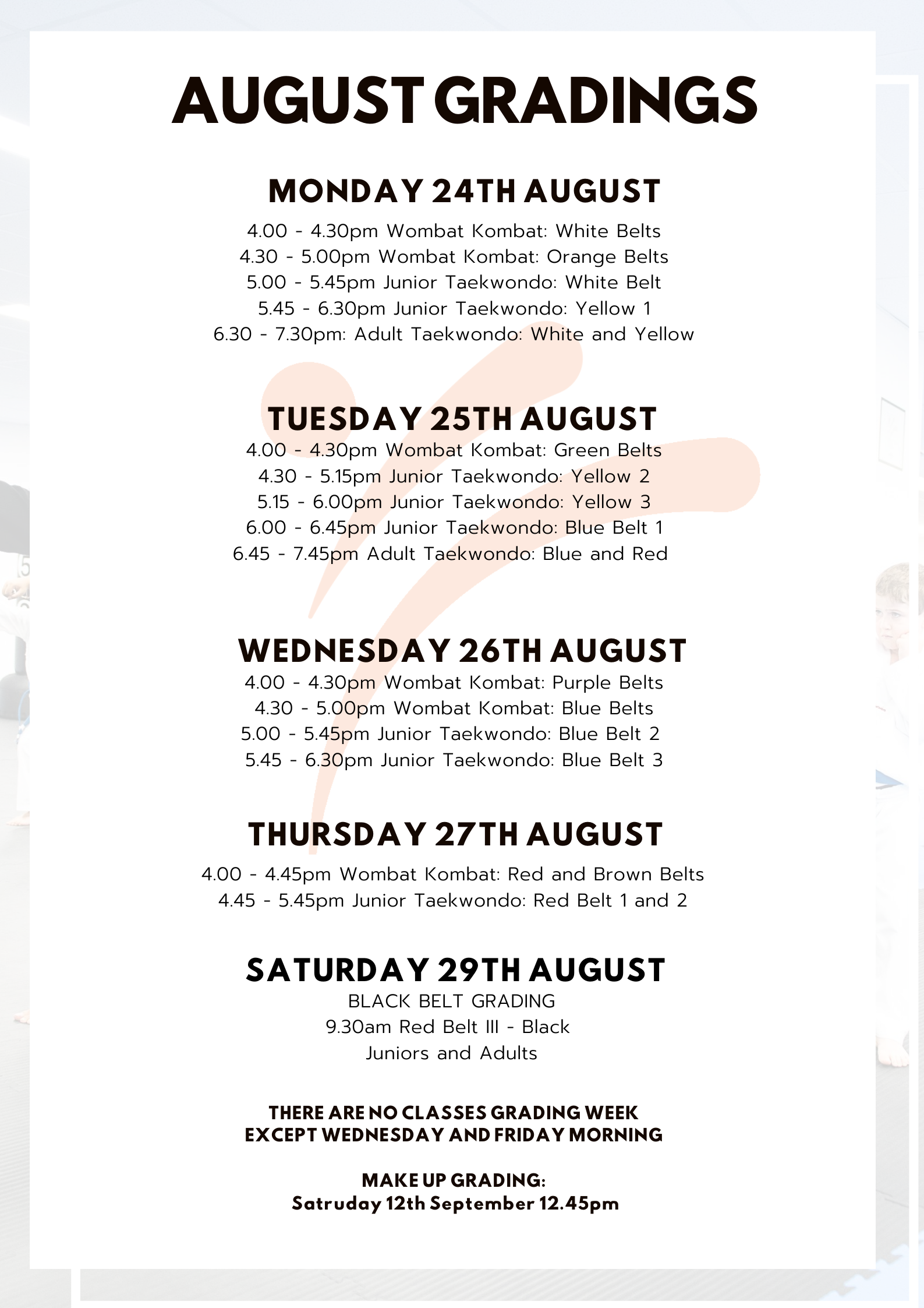 August Grading – Lane Cove Taekwondo